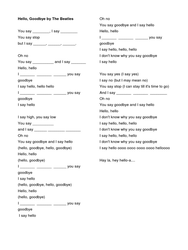 Hello Goodbye | PDF