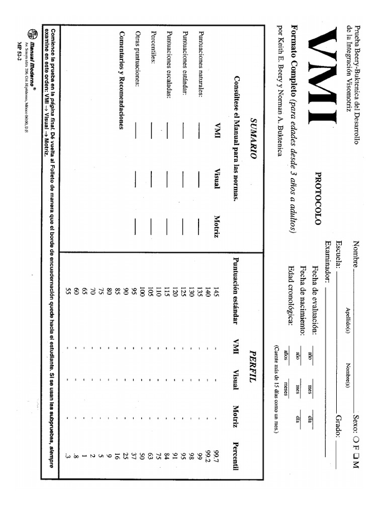 VMI. Protocolo Formato Completo PDF | PDF
