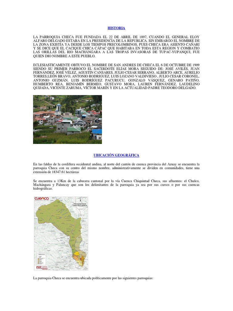 Historia de Checa - Cuenca - Ecuador | PDF | Ecuador | Río