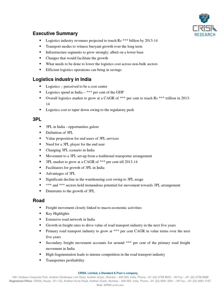 3pl Crisil Research Detail Coverage | PDF | Warehouse | Logistics