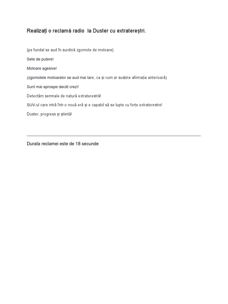 Model Reclama Radio | PDF