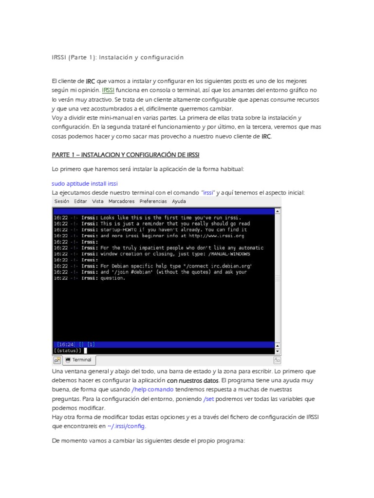 Guia Irssi | PDF | Internet Relay Chat | Contraseña