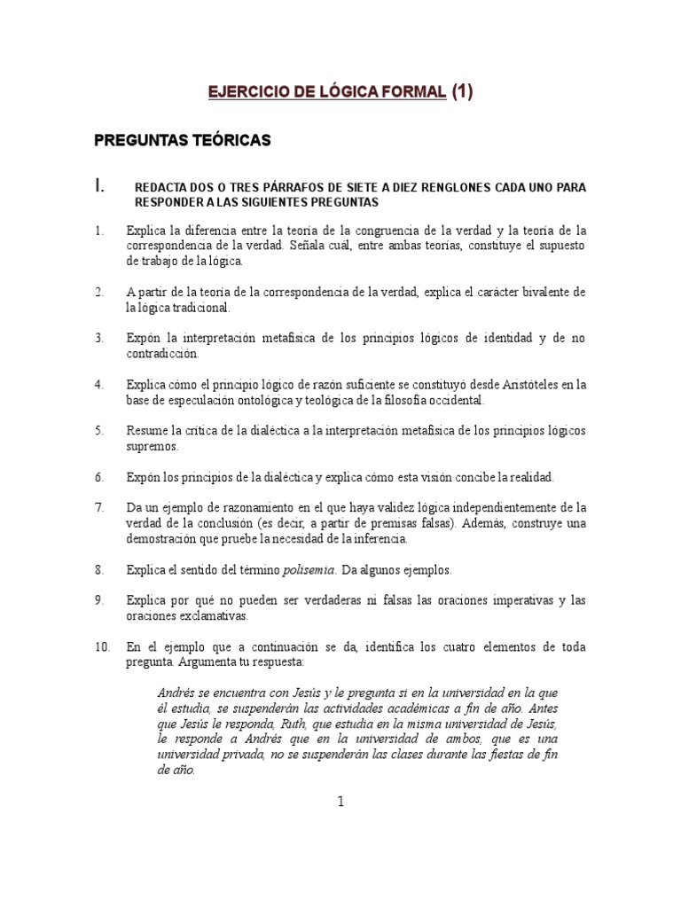 Lógica Formal 1 | PDF | Lógica | Verdad