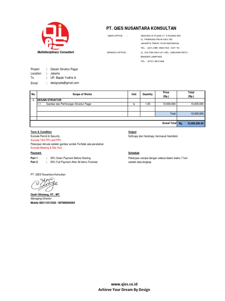 Quotation Desain Pagar 29.3.2018 | PDF