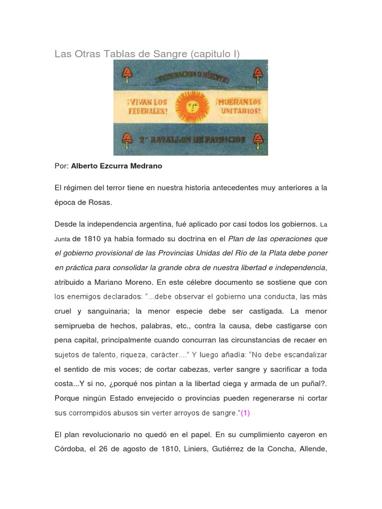 EZCURRA MEDRANO. Las Otras Tablas de Sangre. Cap 1 | PDF | Argentina ... EZCURRA MEDRANO. Las Otras Tablas de Sangre. Cap 1 | PDF | Argentina ...