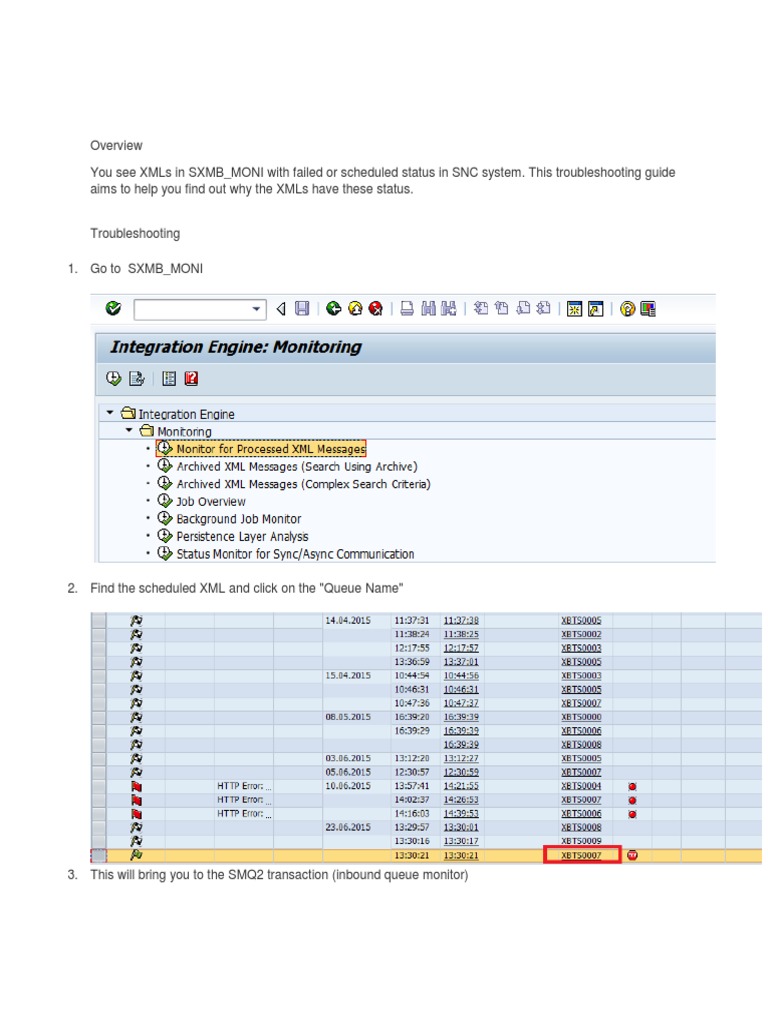 XMLs in SXMB - MONI With Failed or Scheduled Status in SNC System | PDF