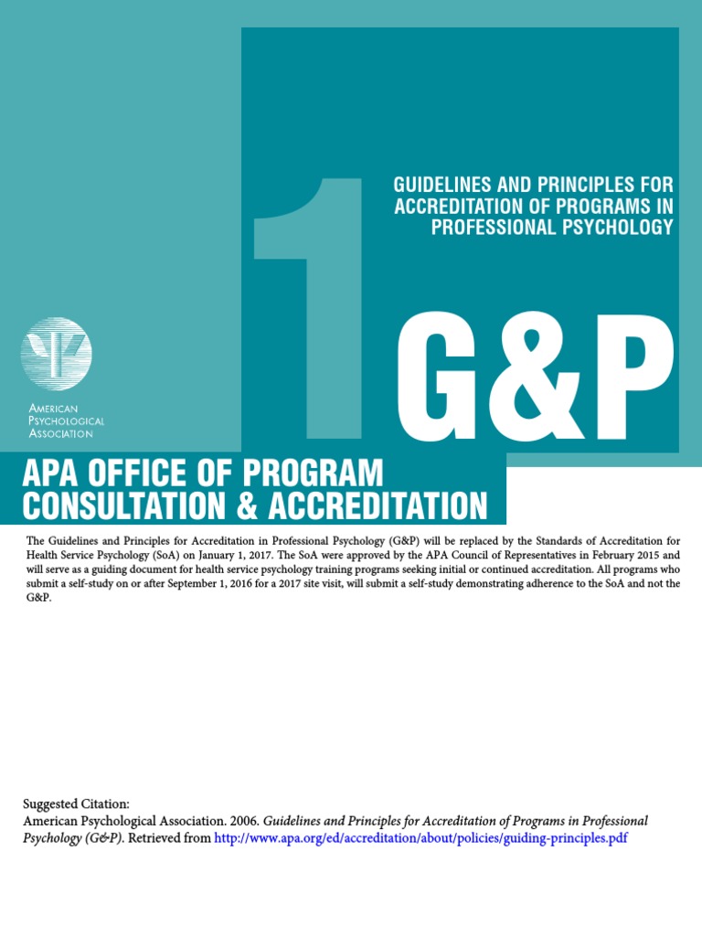 APA Guidelines and Principles For Accreditation of Programs in ...