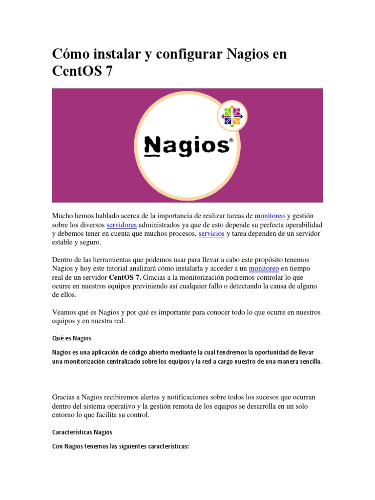Cómo Instalar y Configurar Nagios en CentOS 7 | PDF | Servidor (Computación) | Servidor HTTP Apache