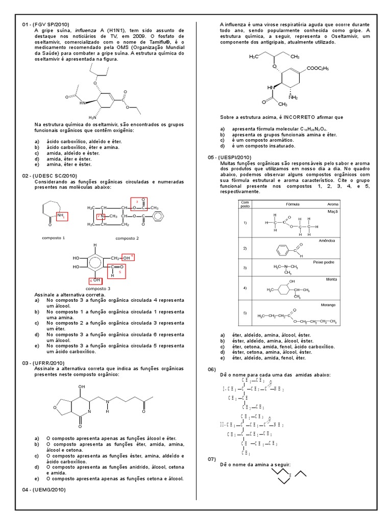 Lista de Exerc Sobre Func3a7c3b5es Orgc3a2nicas | PDF