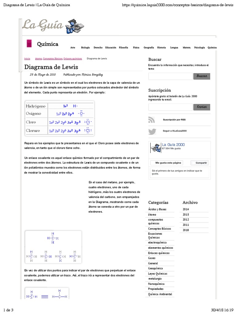 Diagrama de Lewis - La Guía de Química | PDF | Enlace químico | Enlace ...