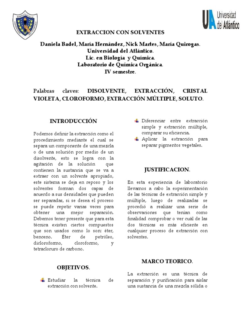 Extraccion Con Solventes | PDF | Solvente | Solubilidad