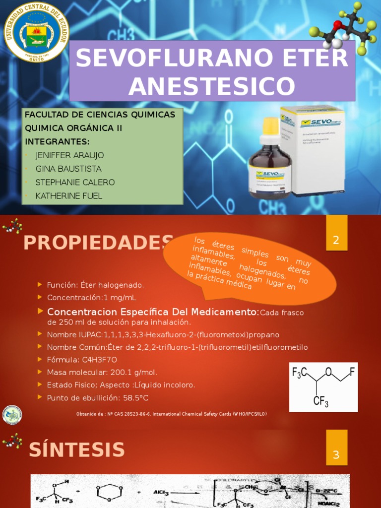Sevoflurano Eter | PDF | Anestesia | Medicamentos con receta