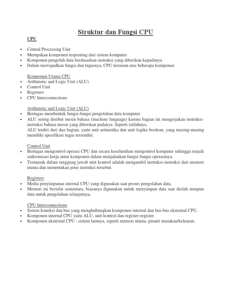 Materi Struktur Dan Fungsi CPU | PDF