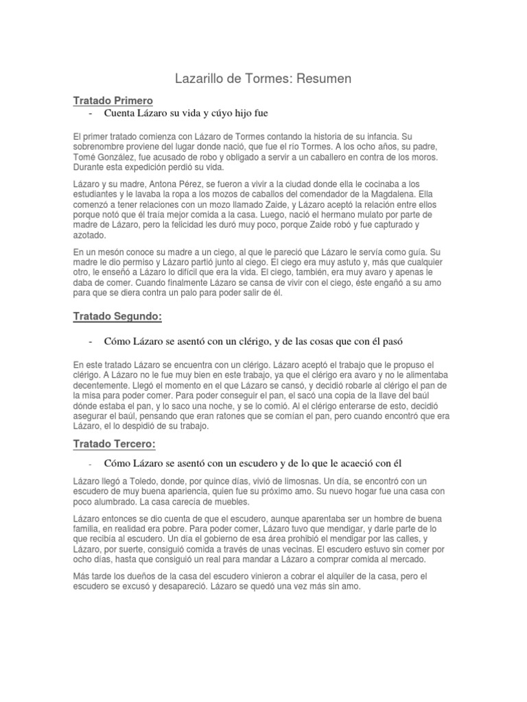 Resumen de Lazarillo de Tormes | PDF | Religión y espiritualidad