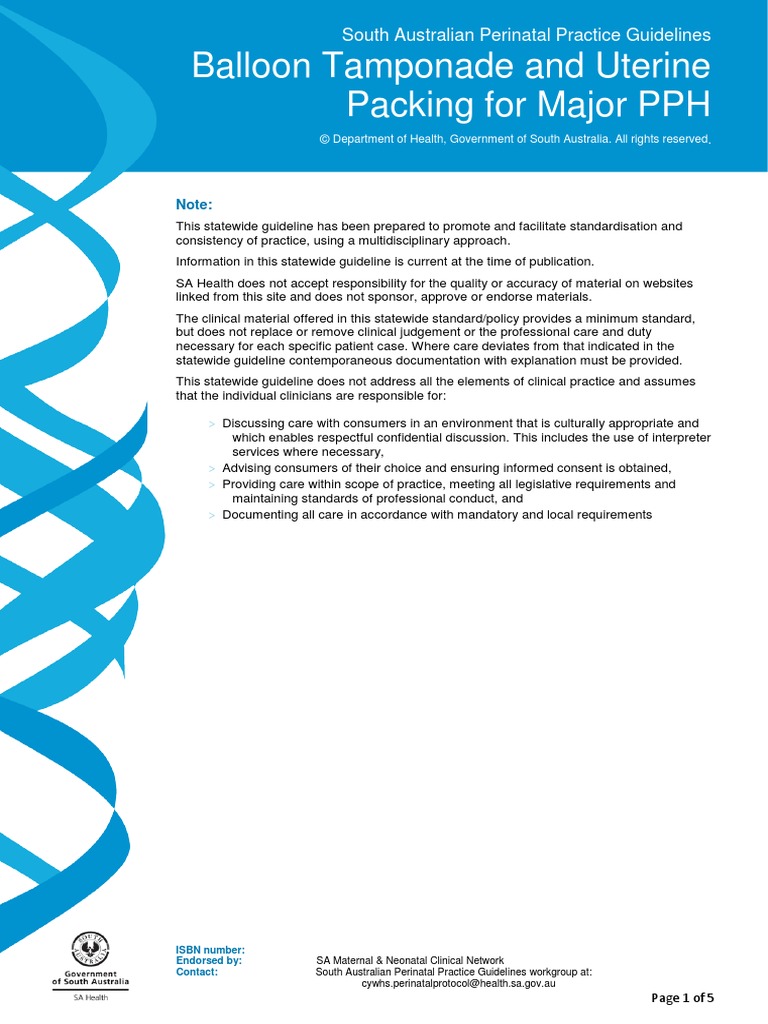 Balloon Tamponade Uterine Pack PPH WCHN PPG 22052012 | PDF ...