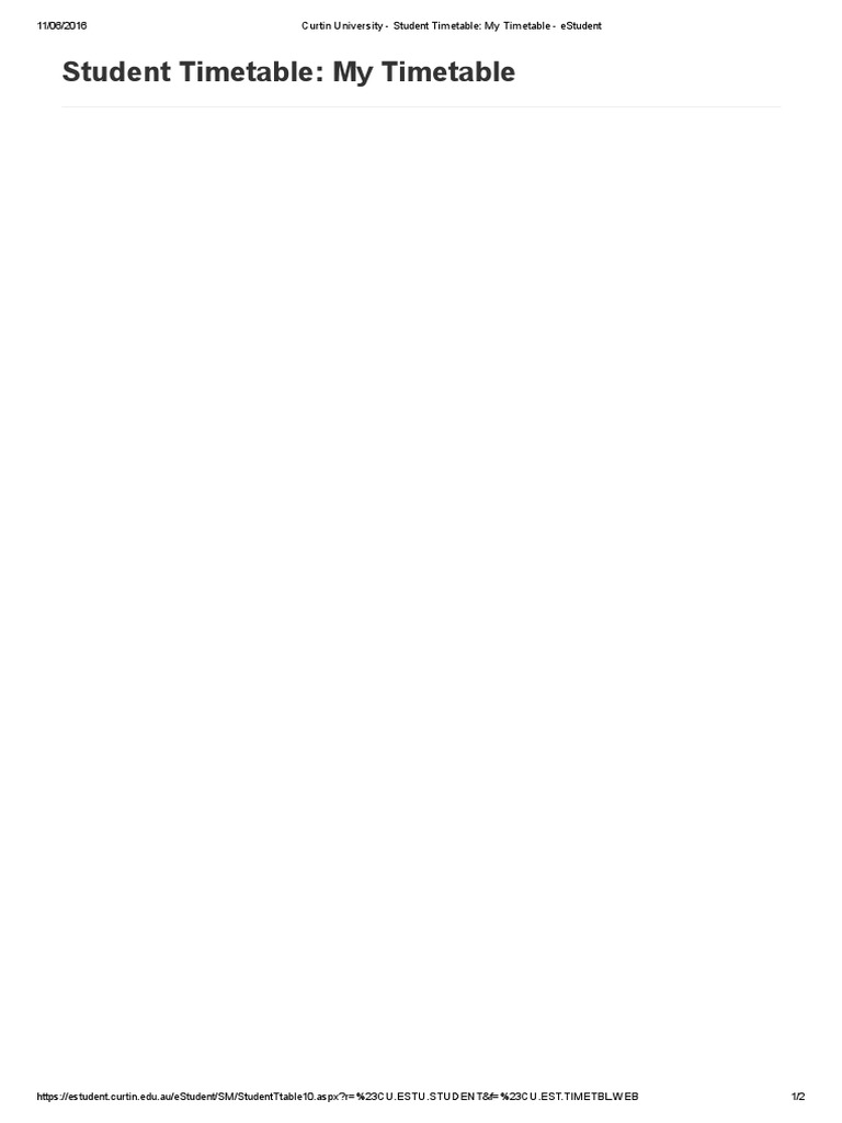 Curtin University - Student Timetable - My Timetable - EStudent ...