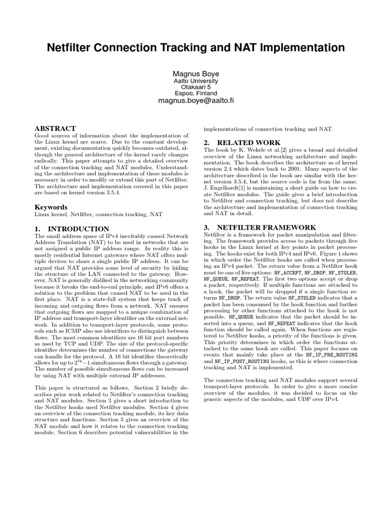 Netfilter Paper | PDF | Internet Protocols | Port (Computer Networking)
