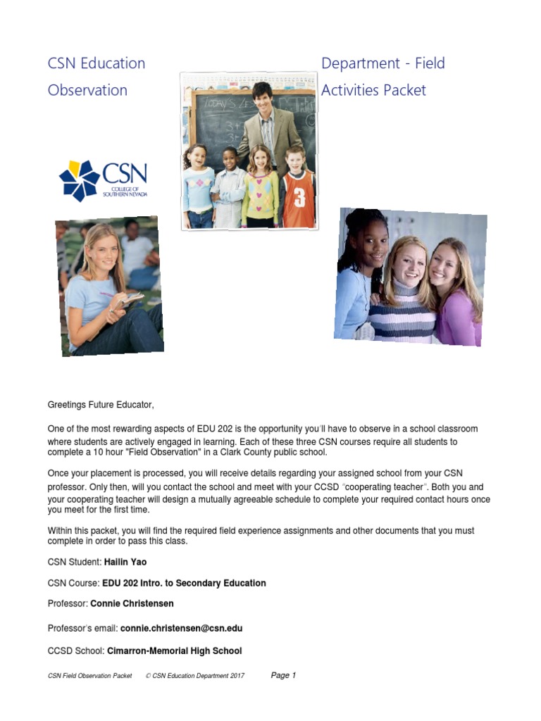 Edu Field Observation | PDF | Classroom | Teachers