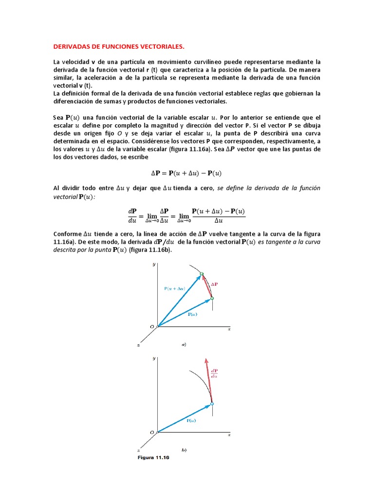 Derivadas de Funciones Vectoriales | PDF | Vector Euclidiano | Escalar (Matemáticas)