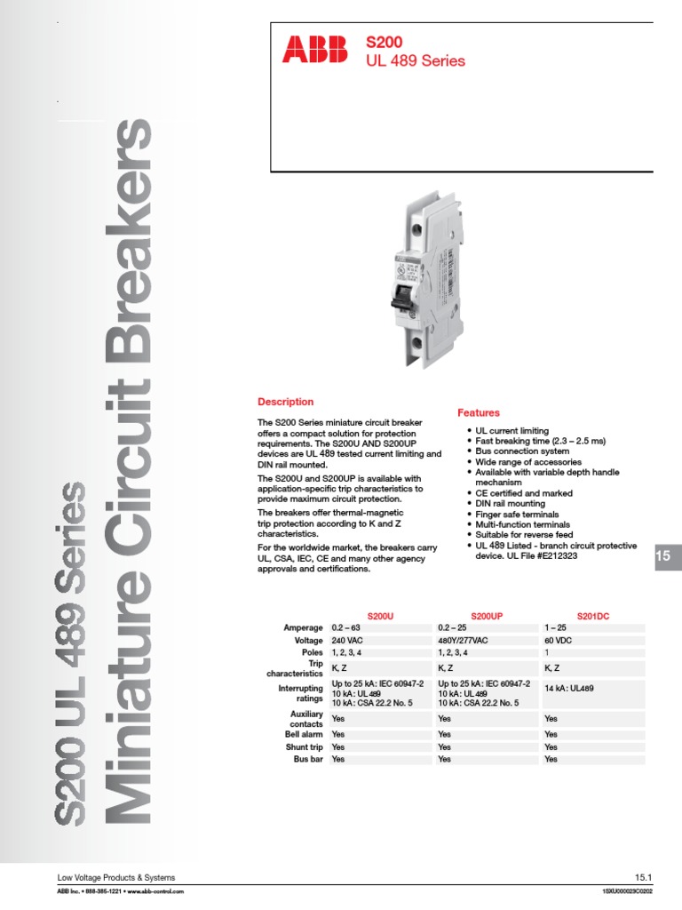 1sxu000023c0202 - 15 - s200 ABB MCB | PDF | Electrical Equipment ...