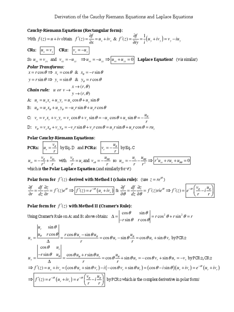 Cauchy Riemann Equations | PDF | Calculus | Mathematical Relations