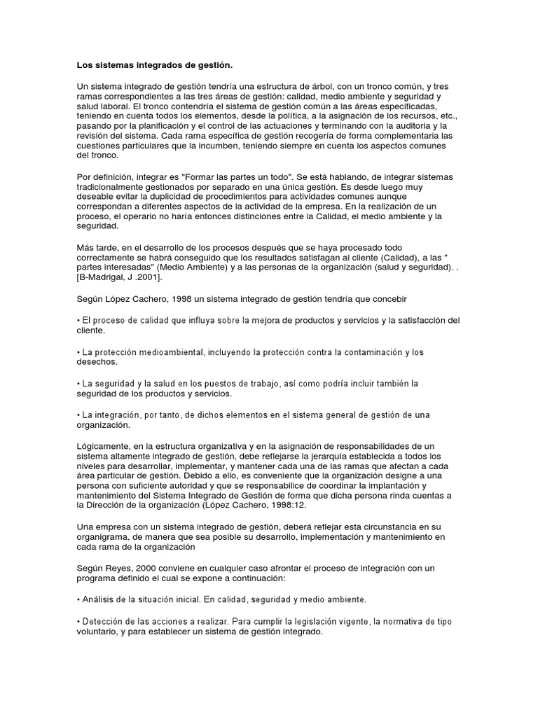 Los Sistemas Integrados De Gestión Pdf Calidad Comercial Business