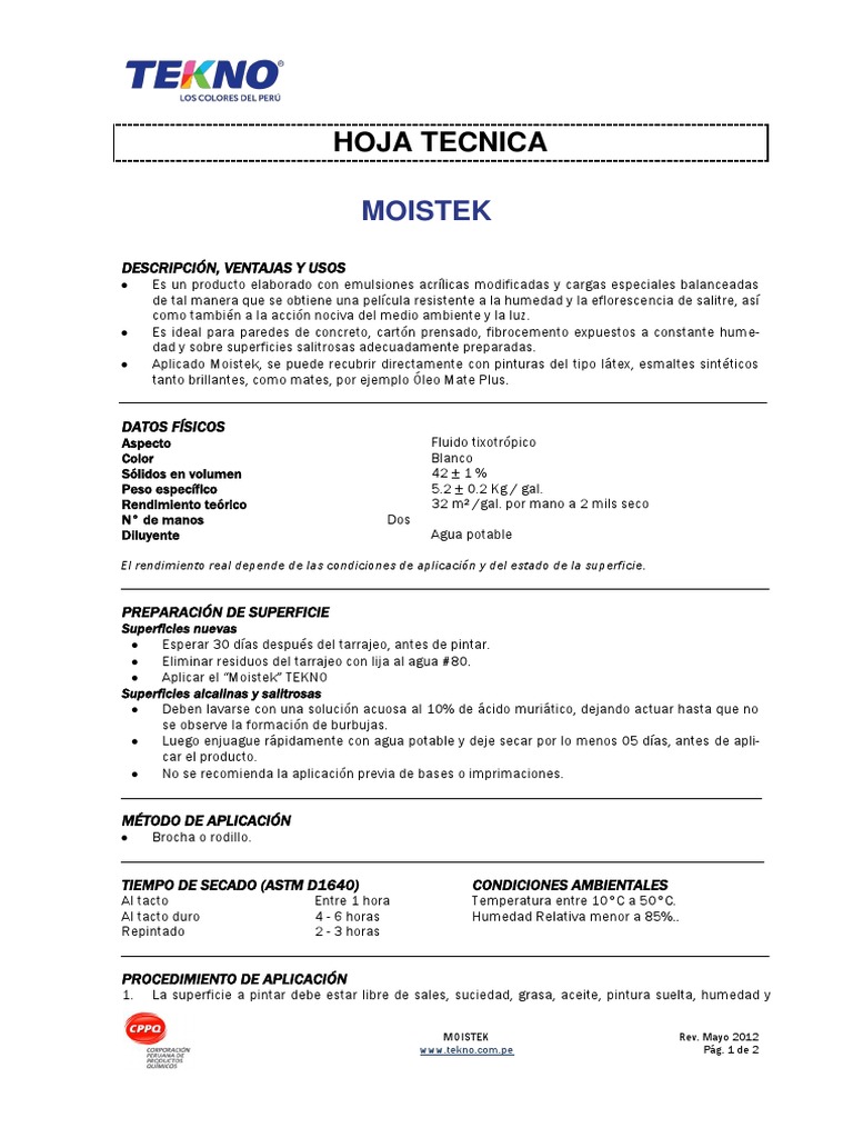 Moistek Ficha Tecnica PDF | PDF | Pintar | Naturaleza