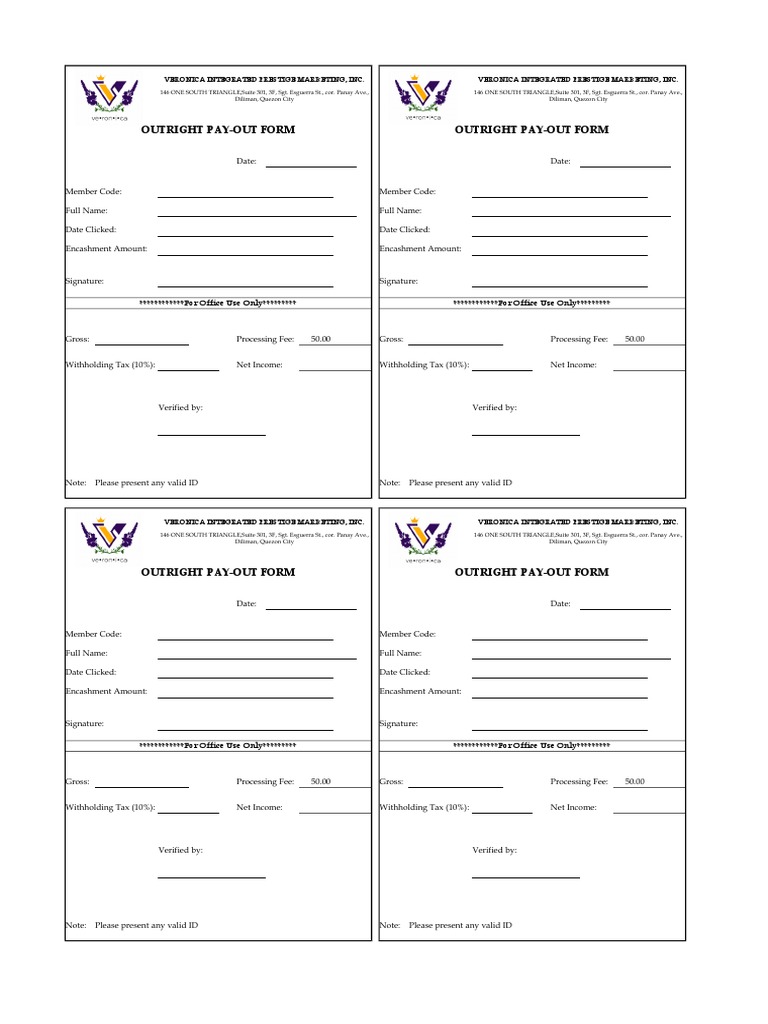 Pay-Out Request Form | PDF | Government Finances | Taxes