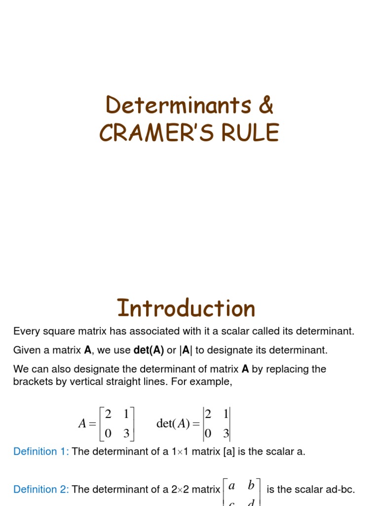 Determinants & Cramer'S Rule | PDF | Determinant | Matrix (Mathematics)