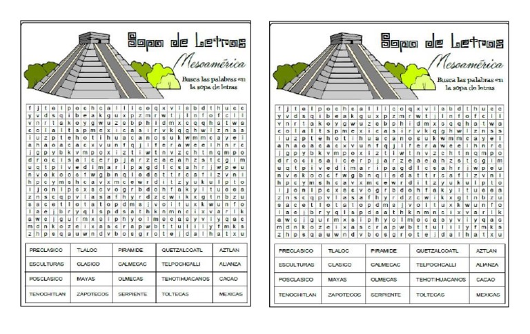 Sopa de Letras Mesoamerica