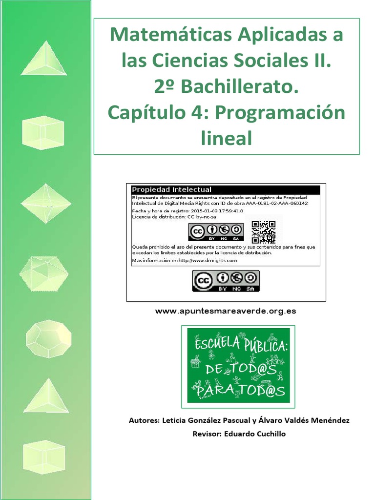MatematicasII 1BS 04 ProgramacionLineal | PDF | Programación lineal ...