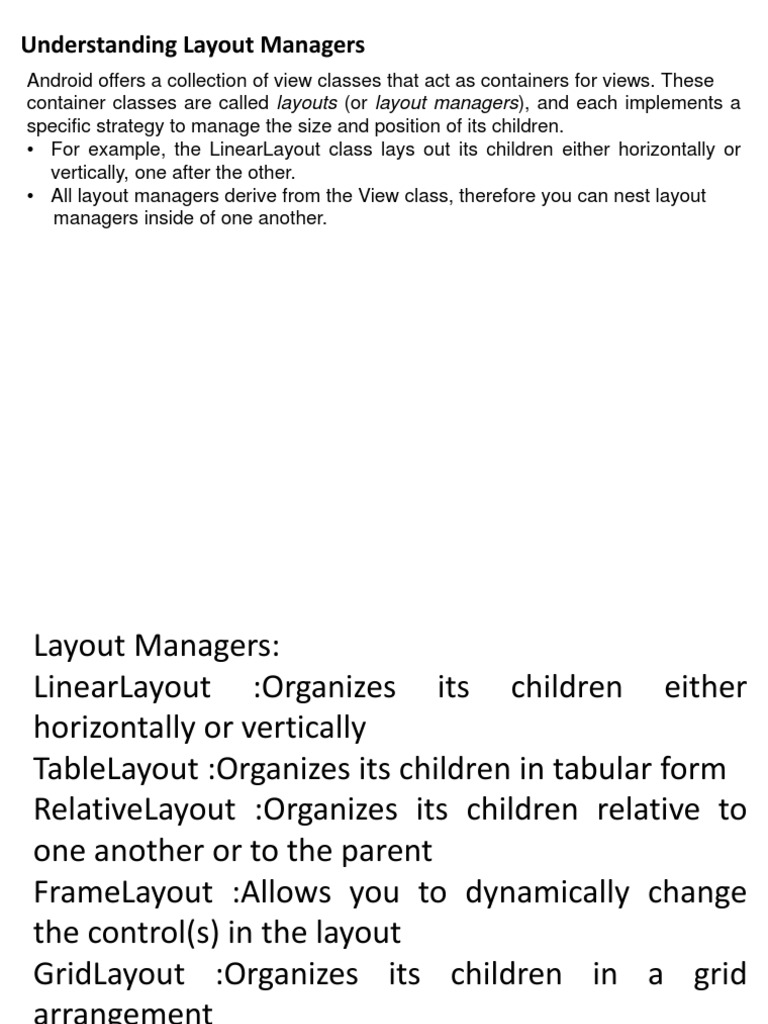 Layout Managers | PDF | Menu (Computing) | Weight