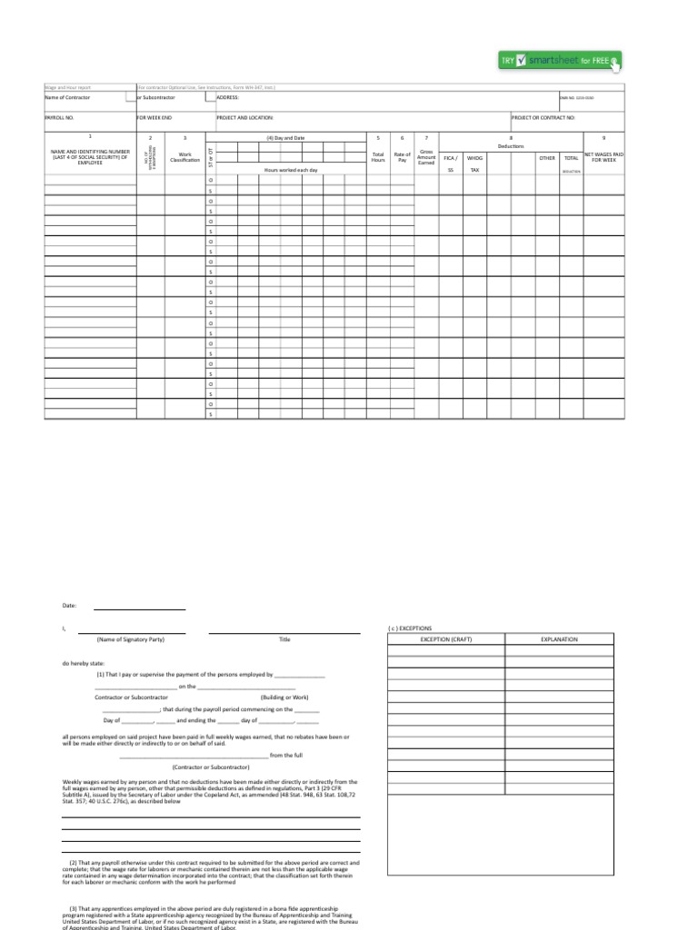 IC Certified Wage and Hour Payroll Form Template 8531 Updated ...