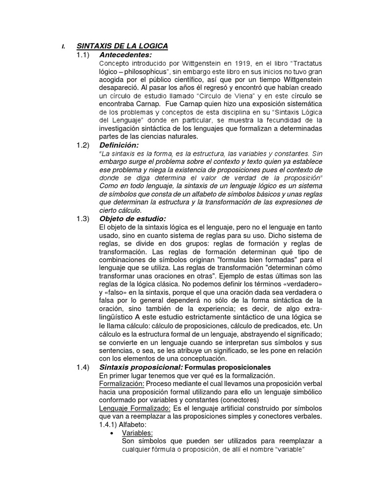 Sintaxis Lógica del Lenguaje | PDF | Proposición | Lenguaje de programación