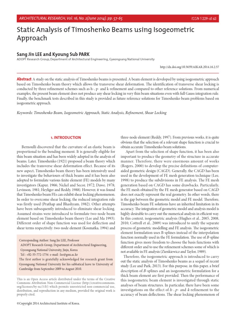 Static Analysis of Timoshenko Beams Using Isogeometric Approach | PDF | Beam (Structure ...