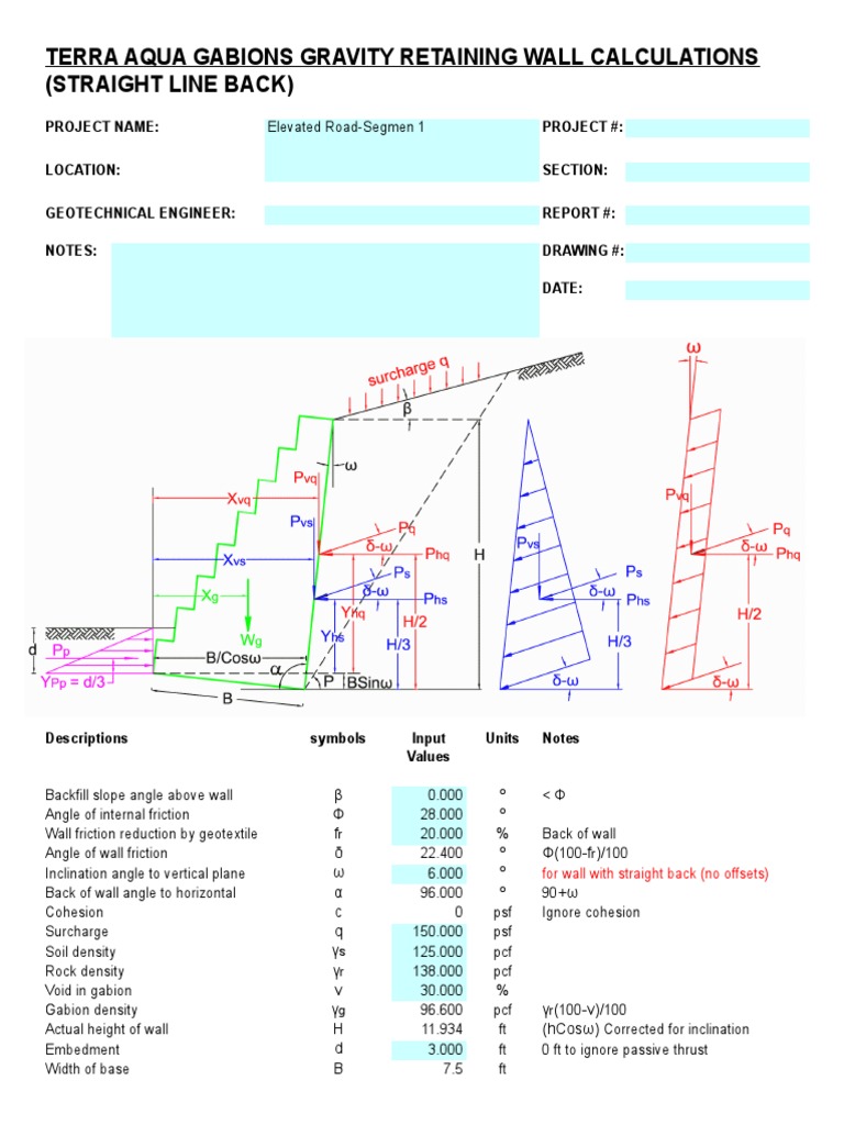 Gravity Wall Calculator TA | Geotechnical Engineering | Engineering