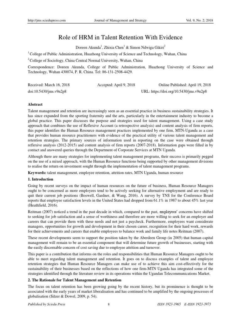 HRM and Talent Retention | PDF | Employee Retention | Human Resource ...