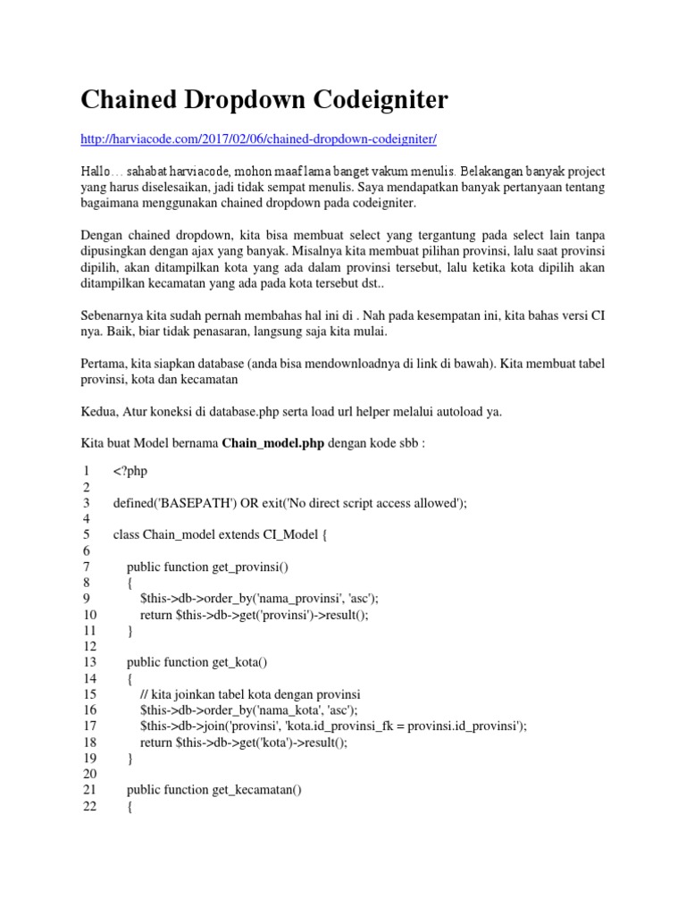 Chained Dropdown Codeigniter | PDF Chained Dropdown Codeigniter | PDF