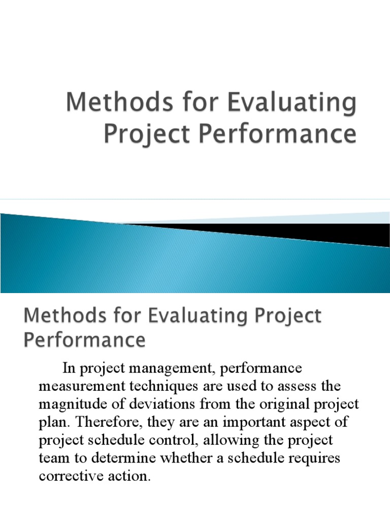 Methods For Evaluating Project Performance | PDF | Project Management ...