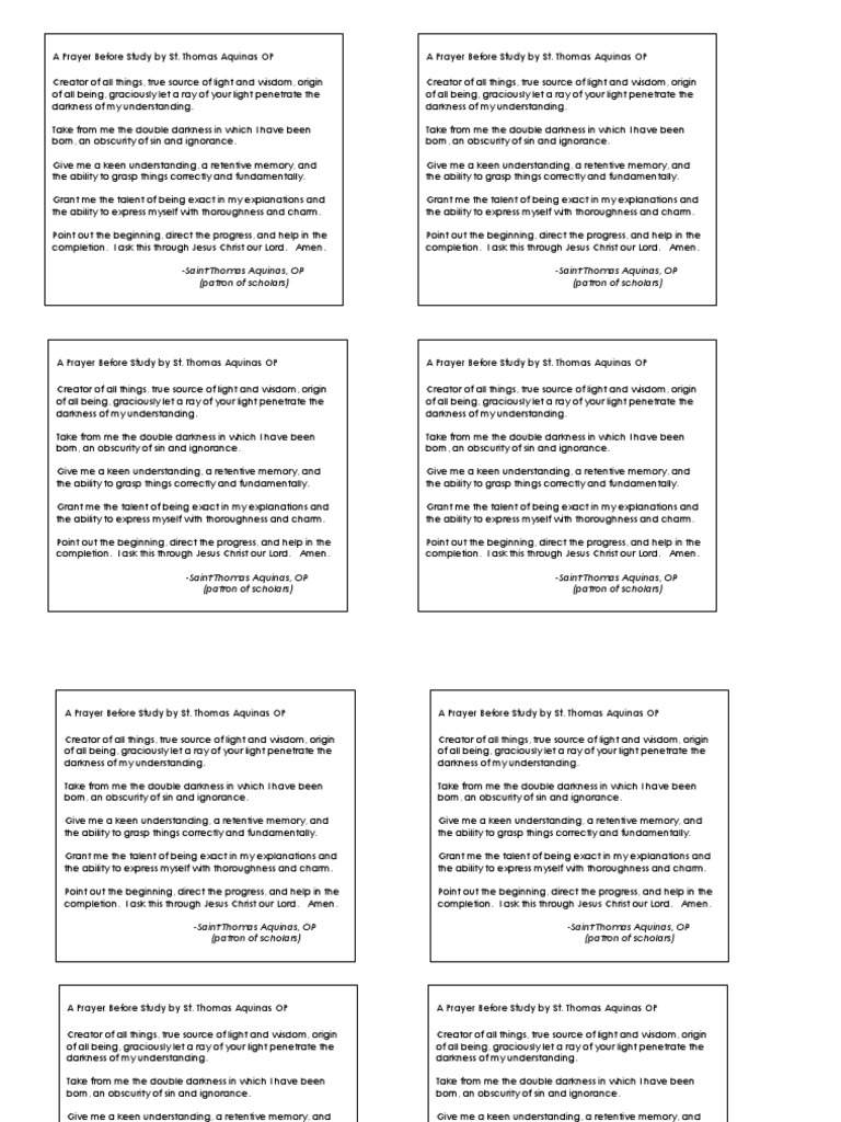 Prayer Before Study | PDF | Thomas Aquinas | Wisdom