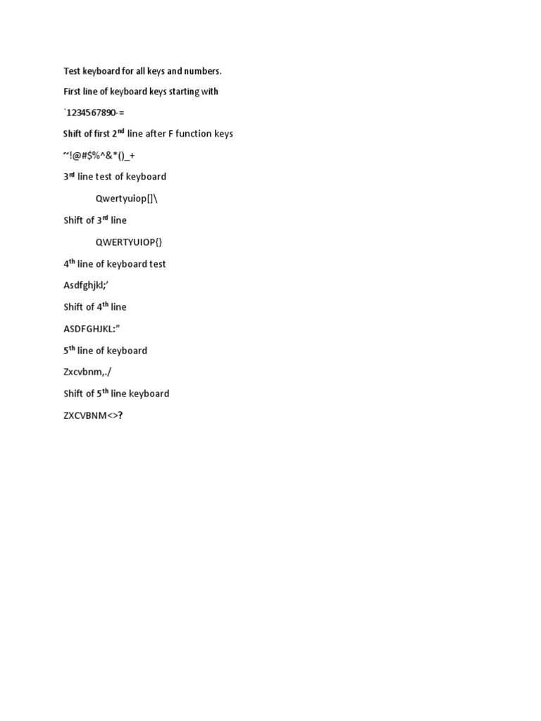 Test Keyboard For All Keys and Numbers | PDF