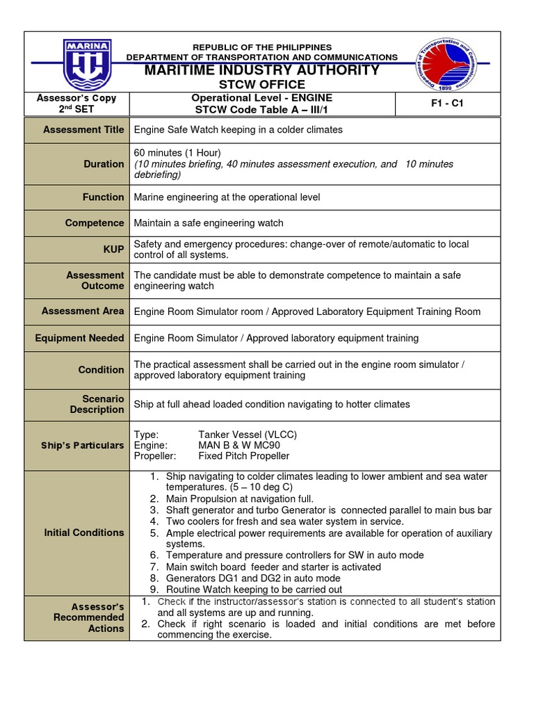 SET2 F1-C1 - Maintain Safe Engineering Watch | PDF | Ships | Pump