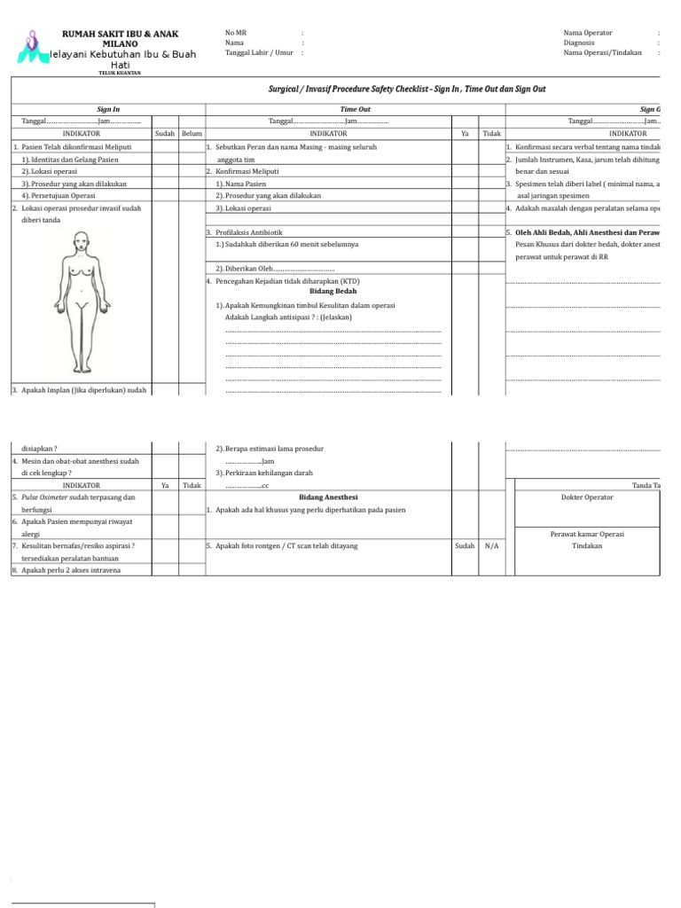 Surgical Invasif Procedure Safety Checklis | PDF
