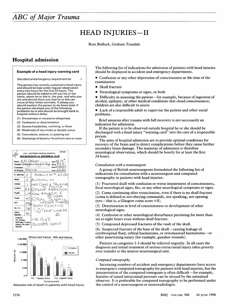Head Injuries 2 | PDF | Traumatic Brain Injury | Coma