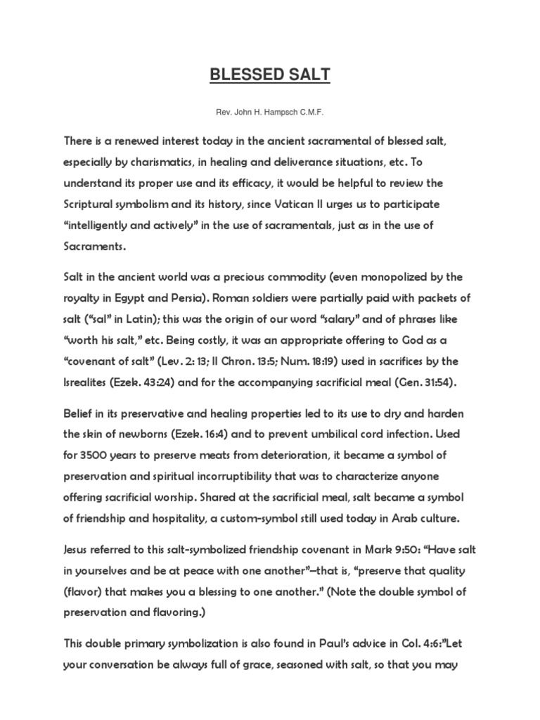Blessed Salt PDF | PDF | Sacraments | Blessing