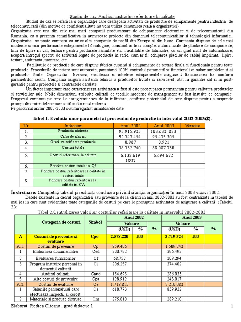Studiu de Caz-Asigurarea Calitatii | PDF
