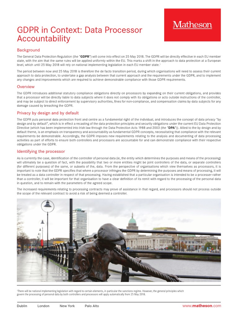 GDPR in Context: Data Processor Accountability: Background | PDF ...