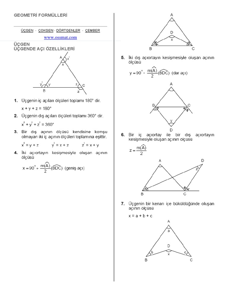 Geometri Formülleri Özeti | PDF | Science & Mathematics
