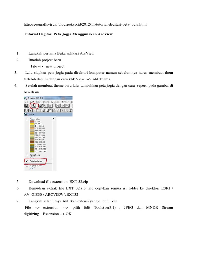 Tutorial Degitasi Peta Jogja ArcView | PDF
