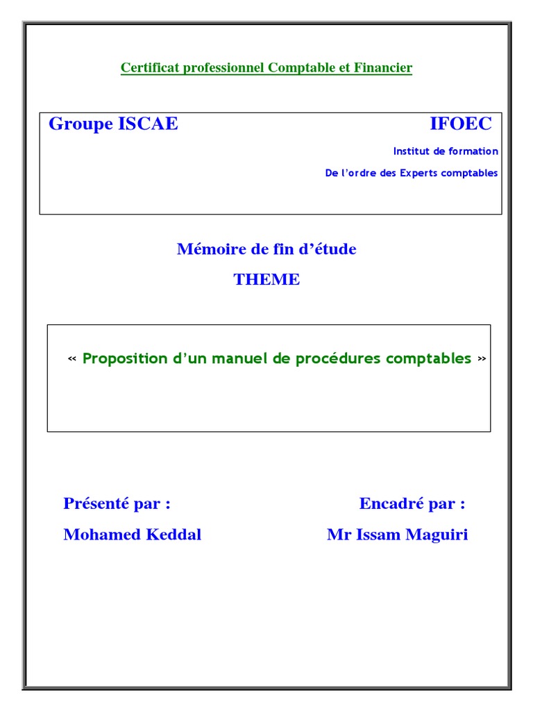Manuel de Procédures Comptables | PDF | Contrôle interne | Audit